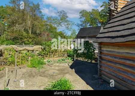 Reproduction buildings and veg gardens of the first settlers seen at ...
