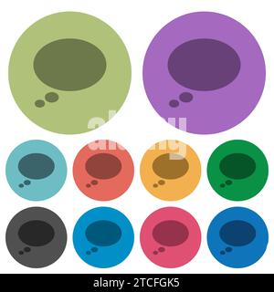 Single oval thought bubble solid flat color icons with quadrant frames ...