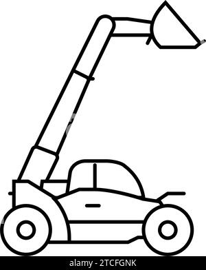 telescopic handler construction vehicle line icon vector illustration ...