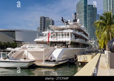 Luxury super yacht Infinity moored in Miami. It is owned by Eric Smidt ...