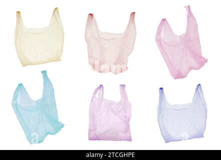 Empty plastic bags on white background, collection Stock Photo - Alamy