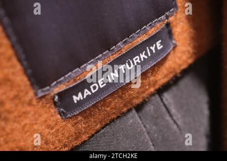 made in turkiye label on a cloth Stock Photo - Alamy