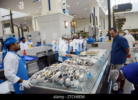 Fresh fish displayed by a vendor at the Souq Al Jubail is a large fresh ...