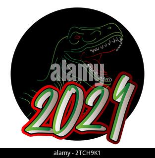 Dinosaur with speech bubble saying 2024 number. Tyrannosaurus Rex with ...