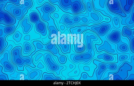 Ocean topographic line map with curvy wave isolines vector illustration ...