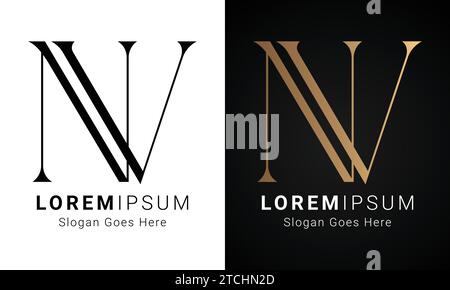 Luxury Initial NV or VN Monogram Text Letter Logo Design Stock Vector ...