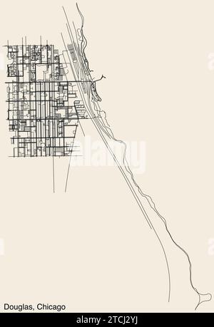 Street roads map of the DOUGLAS COMMUNITY AREA, CHICAGO Stock Vector ...