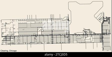 Street roads map of the CLEARING COMMUNITY AREA, CHICAGO Stock Vector ...