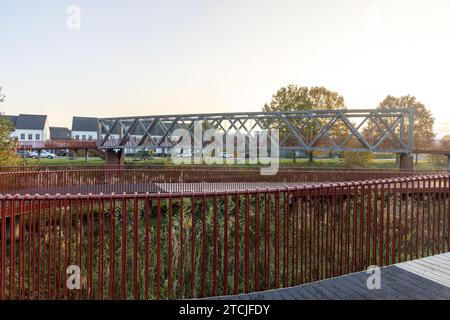 Stönner-Meijwaard Bridge, wooden bicycle bridge over the Wilhelmina ...