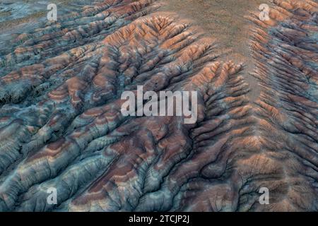 Multi-colored striped bentonite clay hills by the Fantasy Canyon ...