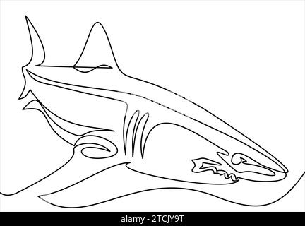 sharks drawn in line-continuous line drawing Stock Vector Image & Art ...