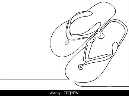 FLIP FLOPS LINE ART. Vector Flip Flop. Continuous Line Drawing Vector for print poster, card ...