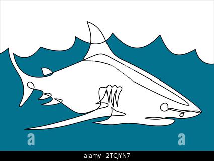 sharks drawn in line-continuous line drawing Stock Vector Image & Art ...