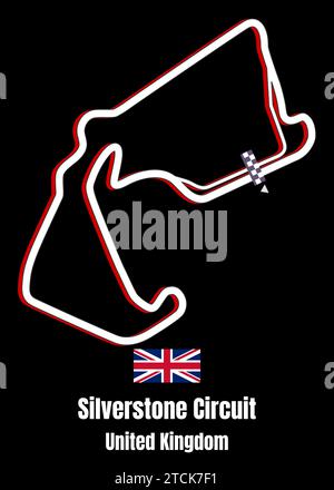 Silverstone car race Circuit map United Kingdom Stock Vector Image ...
