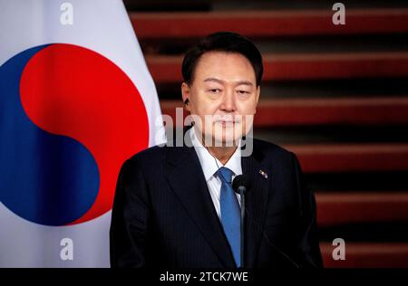 President Yoon Suk Yeol at the Statenroom in The Hague, on December 13 ...