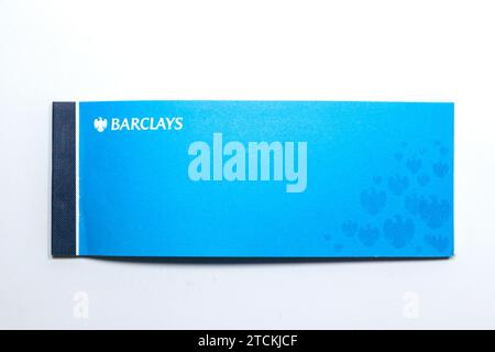 barclays bank cheques chequebook isolated on white studio background ...