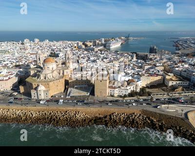 aerial views of the beautiful city of Cadiz in southern Spain ...