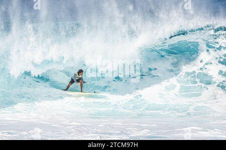 PUPUKEA, HI - December 12, 2023: Luke Shepardson pictured at the 2023 ...