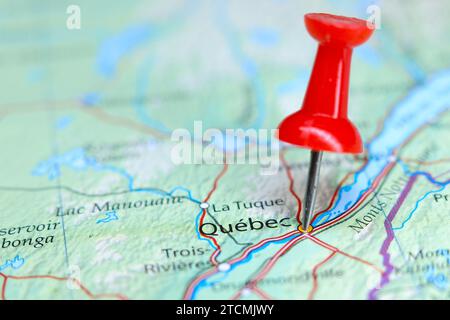 Québec, Canada pin on map Stock Photo - Alamy