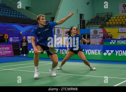 Mads Vestergaard and Christine Busch of Denmark play against Terry Hee ...