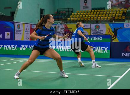 Mads Vestergaard and Christine Busch of Denmark play against Terry Hee ...
