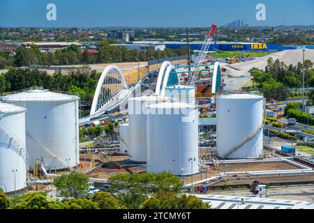 The West Bridge over Alexandra Canal, seen from Sydney Airport in ...