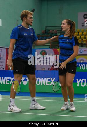 Mads Vestergaard and Christine Busch of Denmark play against Terry Hee ...