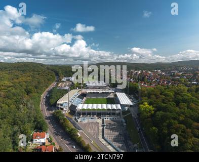 Aerial autumn panoramic view of Ludwigsparkstadion, home stadium for 1 ...