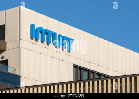 Close up of Intuit sign on the building at its headquarters in Mountain ...