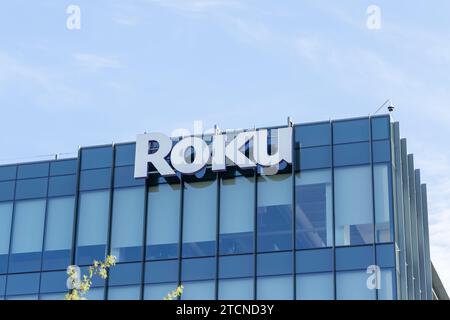 Roku sign on the building at the headquarters in San Jose, California ...