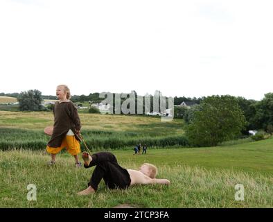 The ancient Viking ring castle, at the Trelleborg Museum. Trelleborg ...