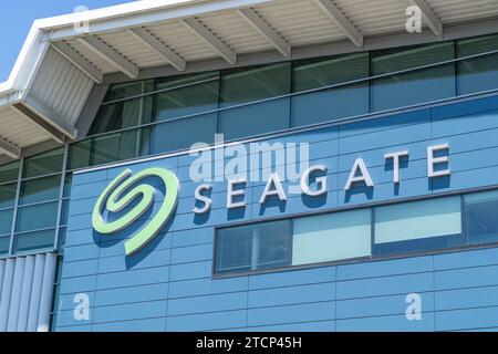 Close up of Seagate sign on the building at its operational ...