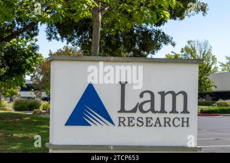 Lam Research sign and logo at semiconductor company Lam Research ...