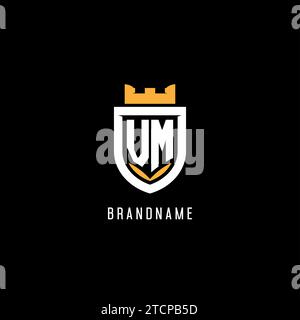 VM logo initial monogram with shield and sword design ideas Stock ...