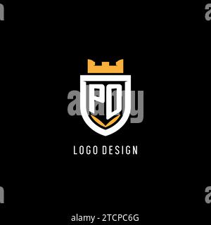 PO logo with shield and crown, initial monogram logo design ideas Stock ...