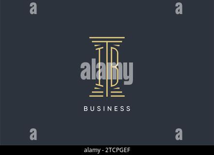 IB monogram logo with pillar shape icon, luxury and elegant design logo ...