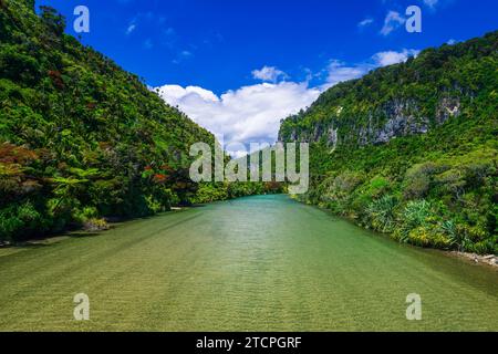 Kayaks on Pororari River, Paparoa National Park, South Island, New ...