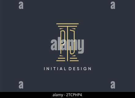 PJ monogram logo with pillar shape icon, luxury and elegant design logo for law firm initial ...