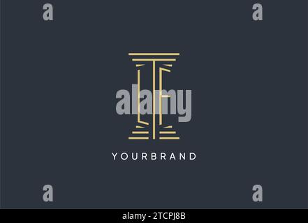 LF monogram logo with pillar shape icon, luxury and elegant design logo for law firm initial ...