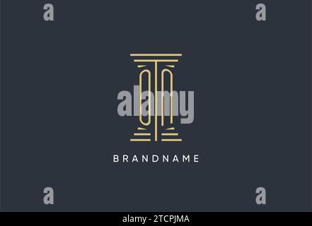 ON monogram logo with pillar shape icon, luxury and elegant design logo for law firm initial ...
