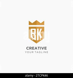 BK logo with shield and crown, monogram initial logo style vector file ...