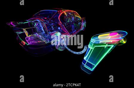 Glass Glowing Electric Car Charging Stock Photo - Alamy