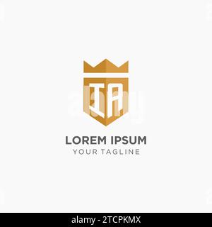 Luxury IA logo monogram shield shape monoline style with gold color and ...