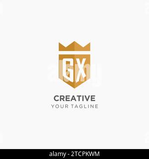 Initial GX logo shield crown style, luxury elegant monogram logo design vector graphic Stock ...