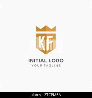 Initial KF logo shield crown style, luxury elegant monogram logo design vector graphic Stock ...