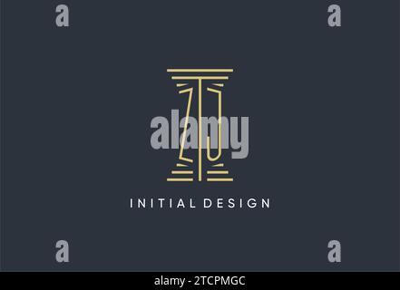 ZJ monogram initial logo with clean modern shield icon design ...