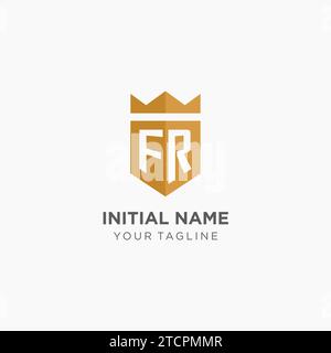 Initial FR logo shield crown style, luxury elegant monogram logo design vector graphic Stock ...