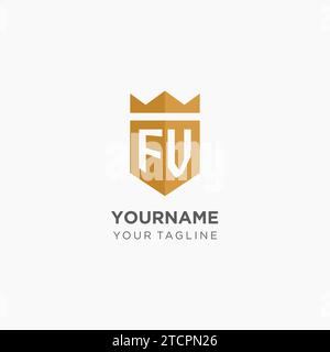 FV monogram logo initial with crown and shield guard shape style vector graphic Stock Vector ...