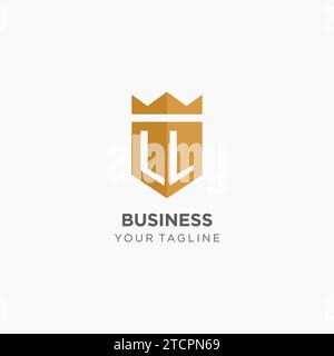 Initial LL logo shield crown style, luxury elegant monogram logo design vector graphic Stock ...