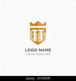 Initial TT logo shield crown style, luxury elegant monogram logo design vector graphic Stock ...